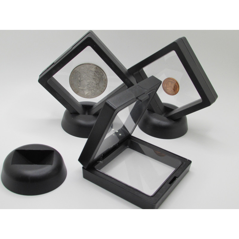 Floating Frame Coin Holders - black - choose quantity 3 / 5 / 10