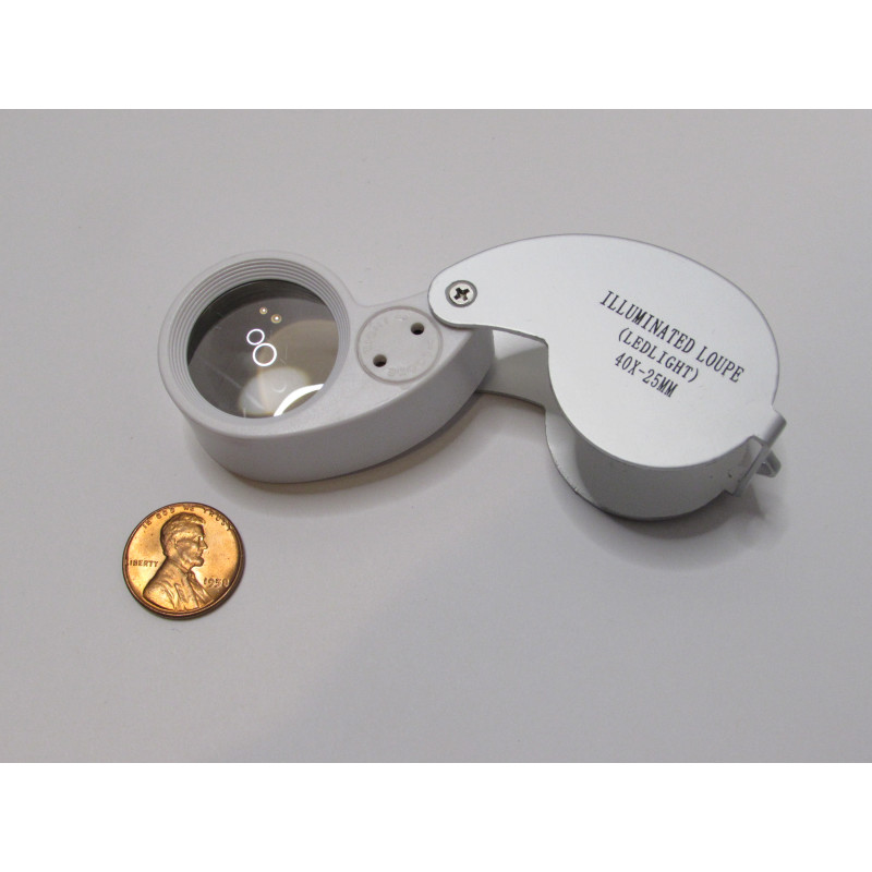 25mm Illuminated LED Loupe - Magnifier for Jewelry & Coins - 40X ...