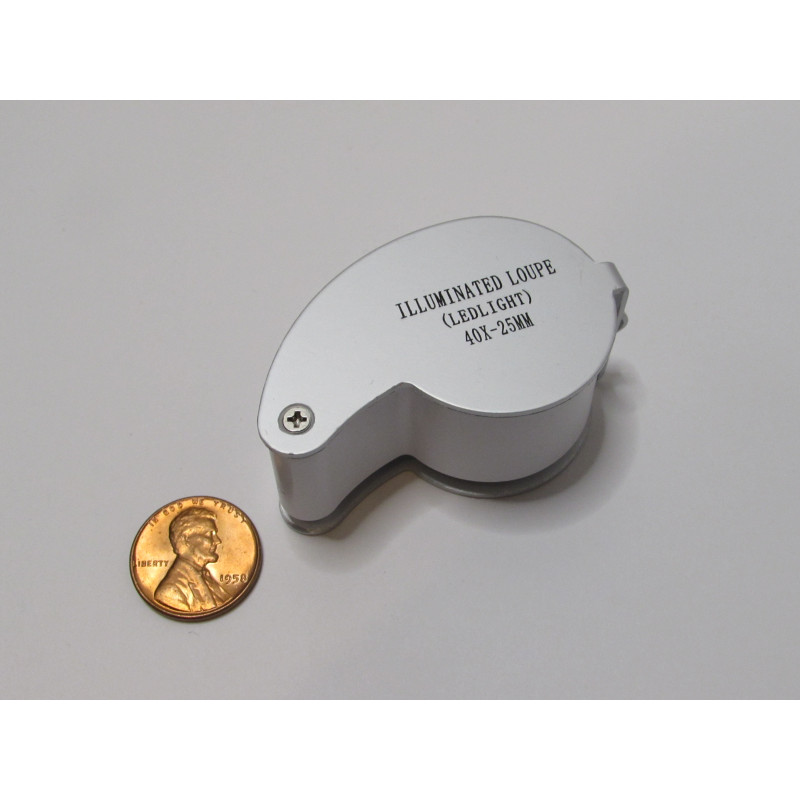 25mm Illuminated LED Loupe - Magnifier for Jewelry & Coins - 40X ...