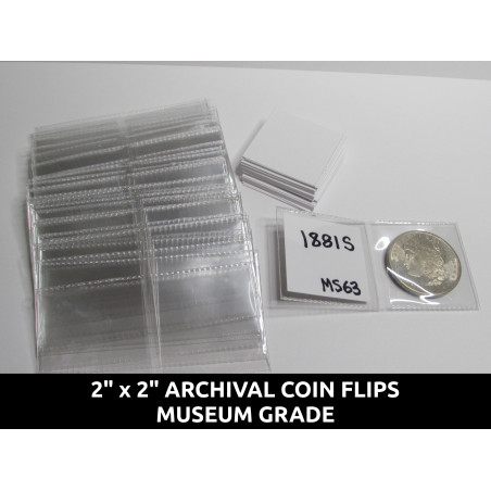 Archival 2" mylar plastic coin flips for storage - choose quantity 25 ...