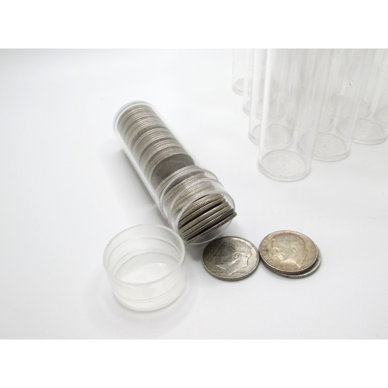 Whitman Dime Coin Tubes - Pack of 5 / 10 / 20 - clear round, secure ...