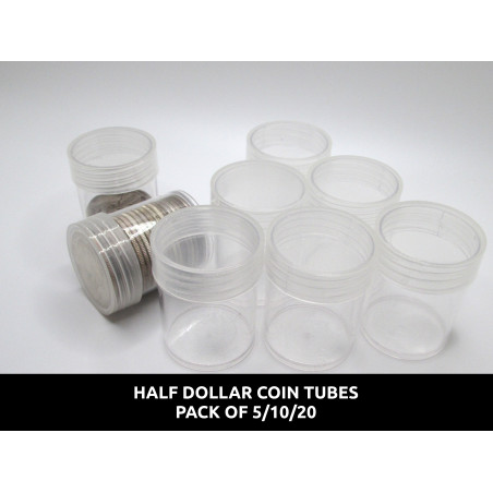 Whitman Half Dollar Coin Tubes - Pack of 5 / 10 / 20 - clear round ...
