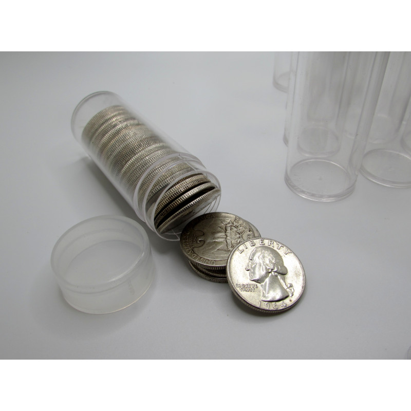 Whitman Quarter Coin Tubes - Pack of 5 / 10 / 20 - clear round, secure ...