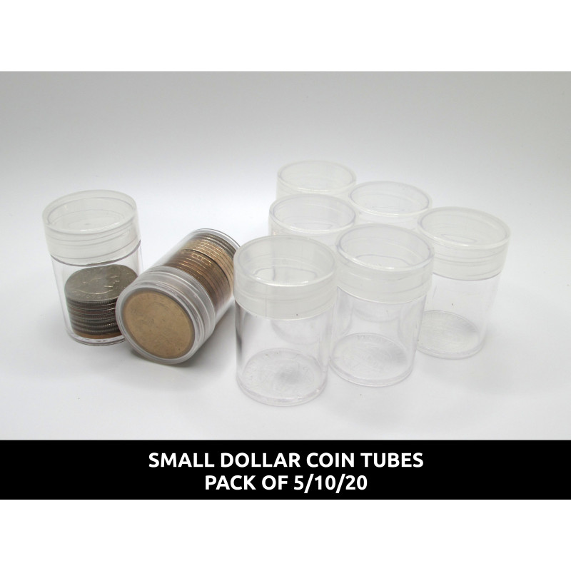 Whitman Small Dollar Coin Tubes - Pack of 5 / 10 / 20 - clear round ...