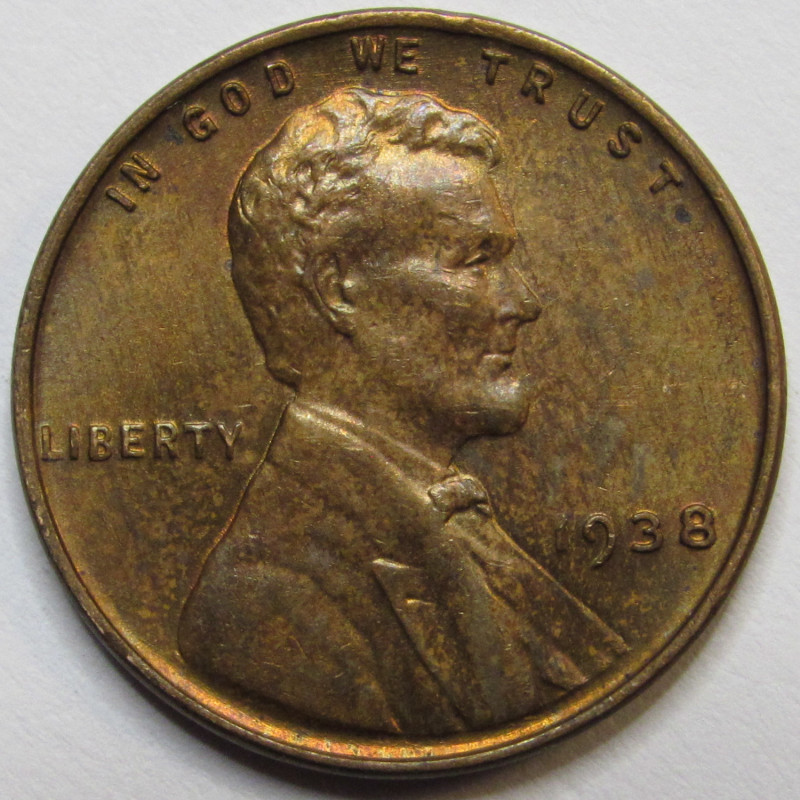 1938 Lincoln Wheat Cent - antique Great Depression era American wheat penny