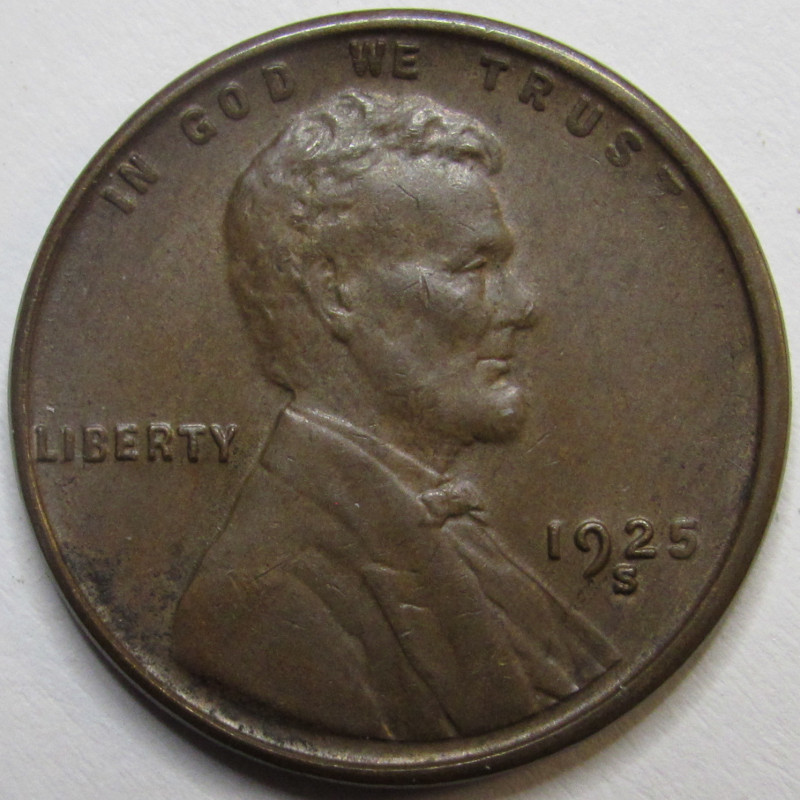 1925 S Lincoln Wheat Cent - antique higher grade San Francisco mintmark ...