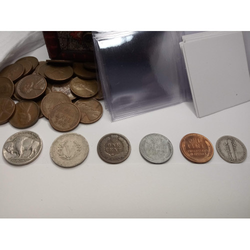 Coin Collecting Starter Kit - 35 old coins / 1800s penny + silver dime ...