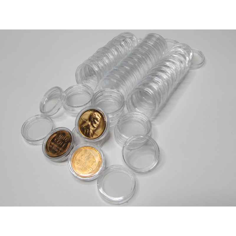 Penny size plastic capsules - coin storage - 19mm / cent diameter ...