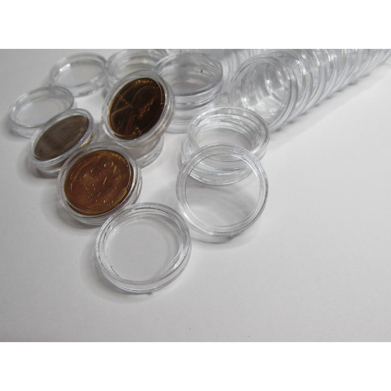 Penny size plastic capsules - coin storage - 19mm / cent diameter ...