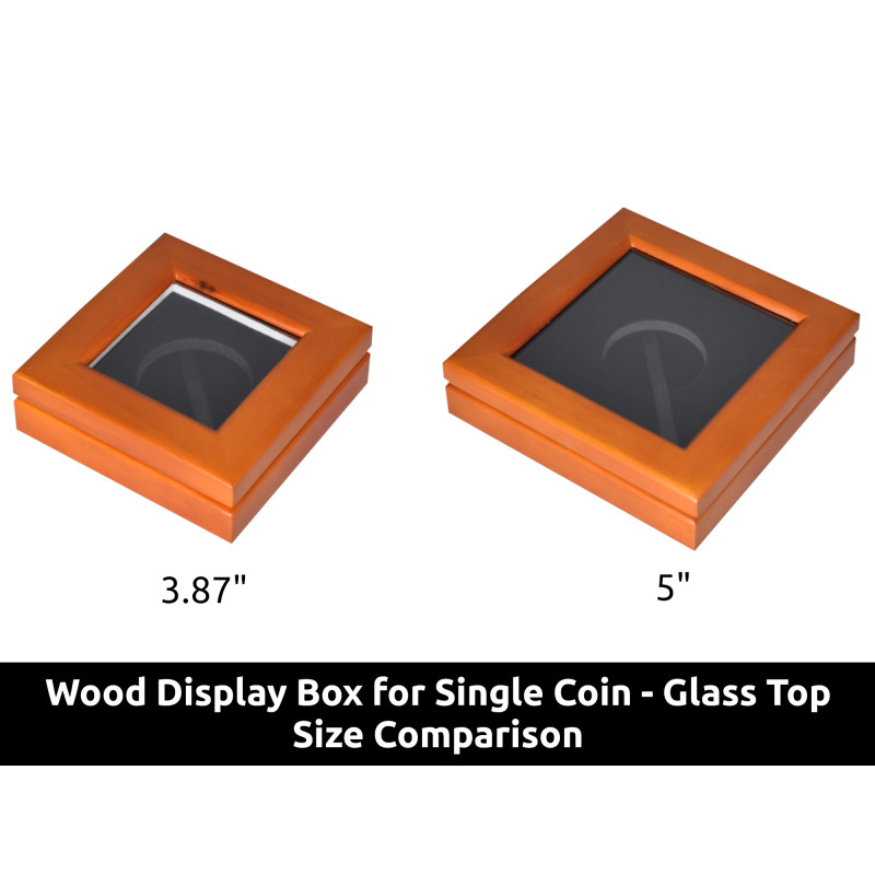 Wooden Display Box for single coin with glass top - with capsule ...