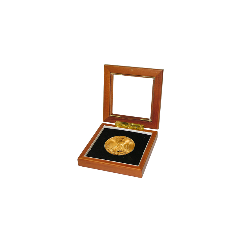 Wooden Display Box for single coin with glass top - with capsule ...