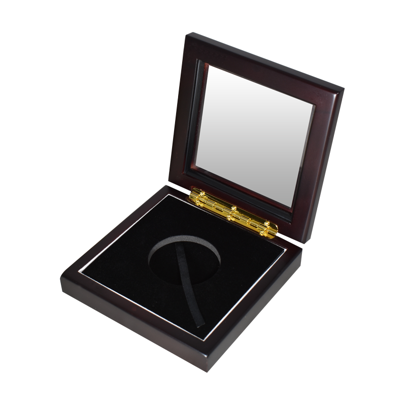 Single Challenge Coin Wood Presentation Display Box - with glass top ...