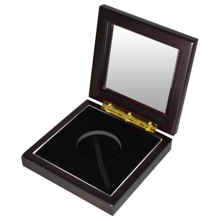 Single Challenge Coin Wood Presentation Display Box - with glass top ...