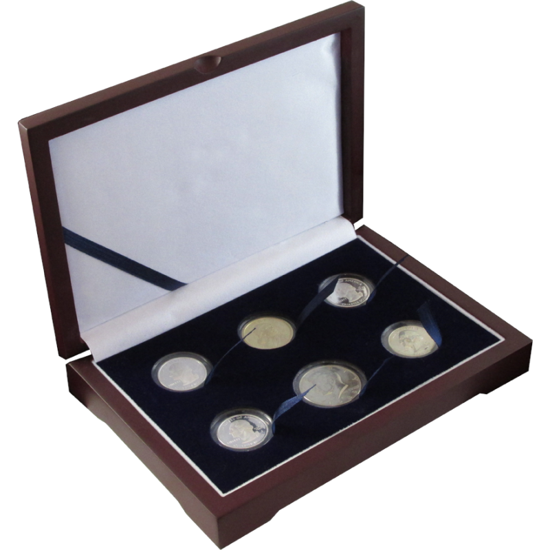 Wood presentation box with solid top for multi coin display - choose ...