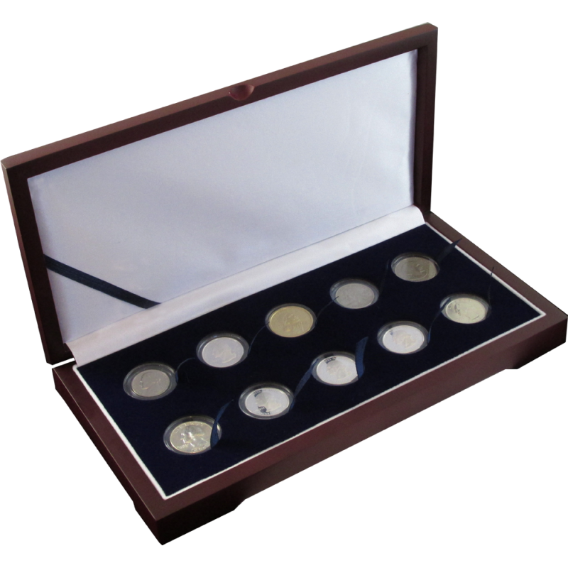 Wood presentation box with solid top for multi coin display - choose ...