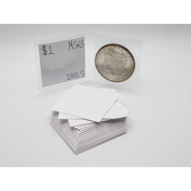 100 Inserts for 2x2 coin flips - acid-free, safe cardstock paper for coins