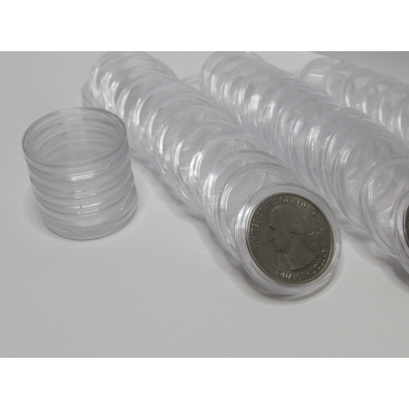 Quarter sized Plastic Coin Capsules - 24.3mm holders for coins - pack ...