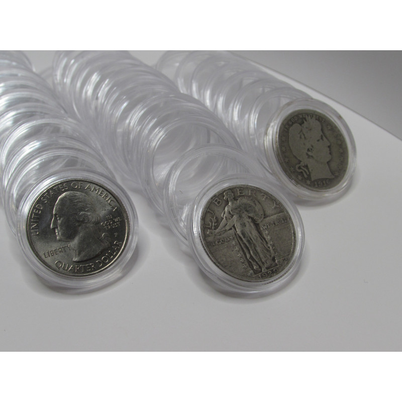 Quarter sized Plastic Coin Capsules - 24.3mm holders for coins - pack ...